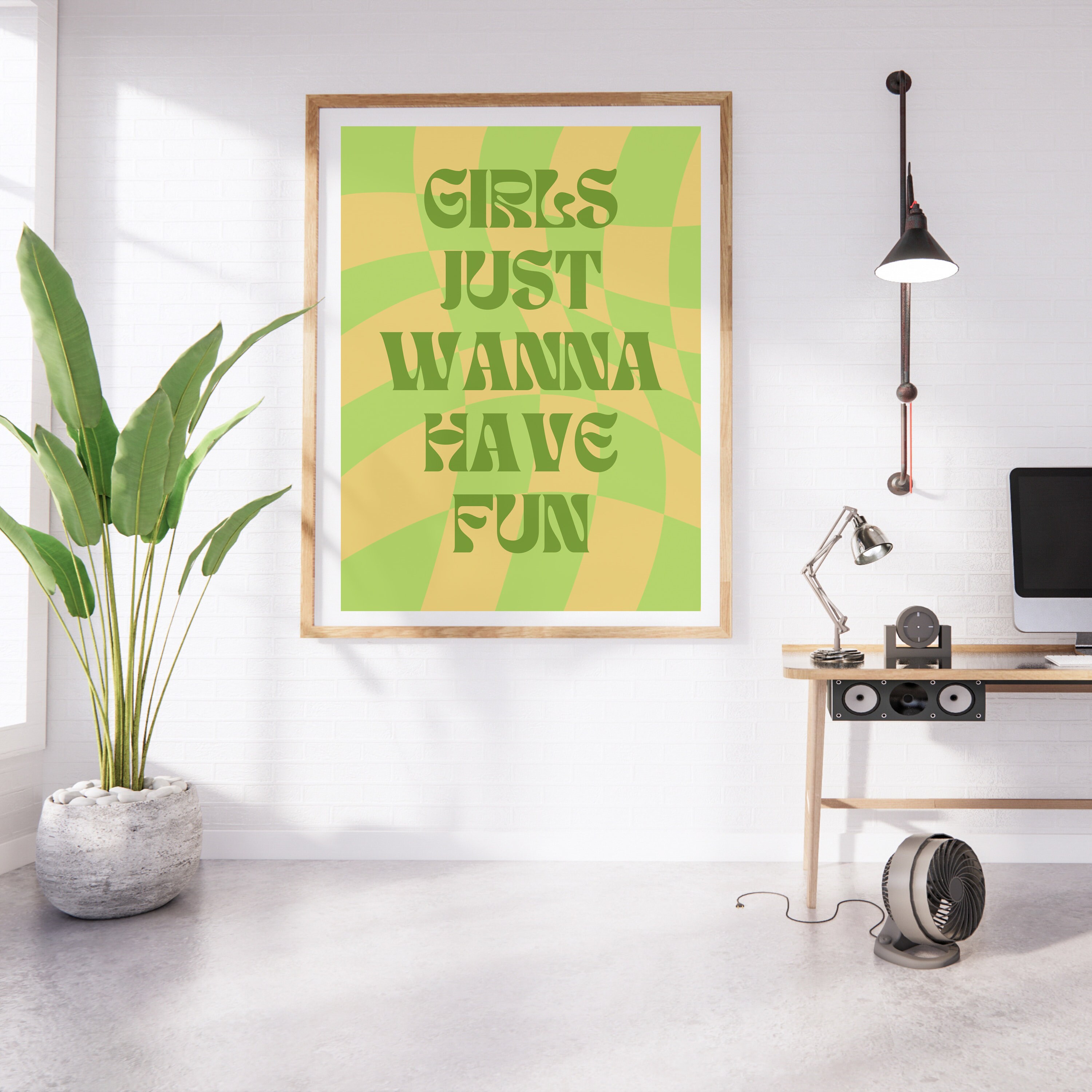 Girls Just Wanna Have Fun Retro Disco Digital Poster - Etsy