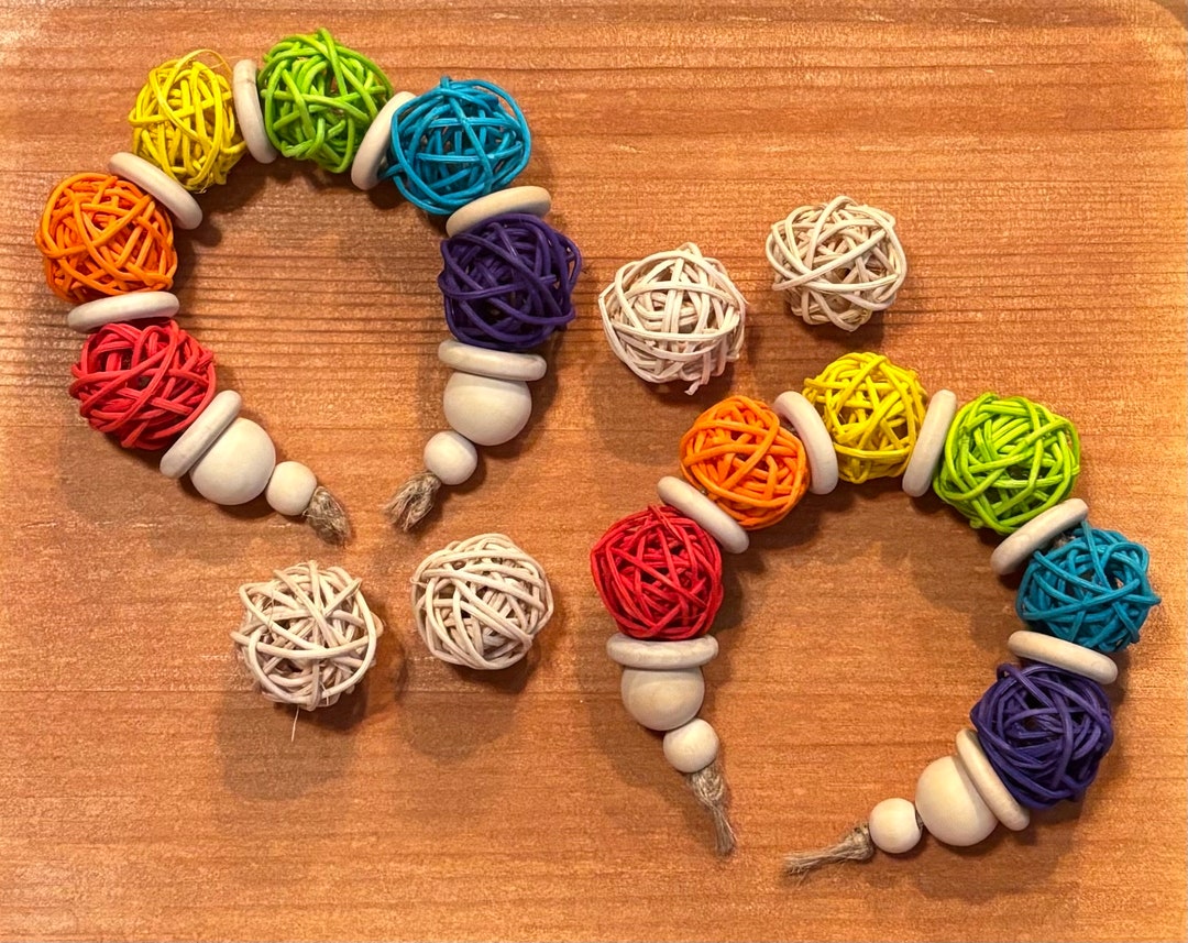 The Rainbow Rattan Toss Trio All Natural Handmade Chew Toys for Rabbits ...