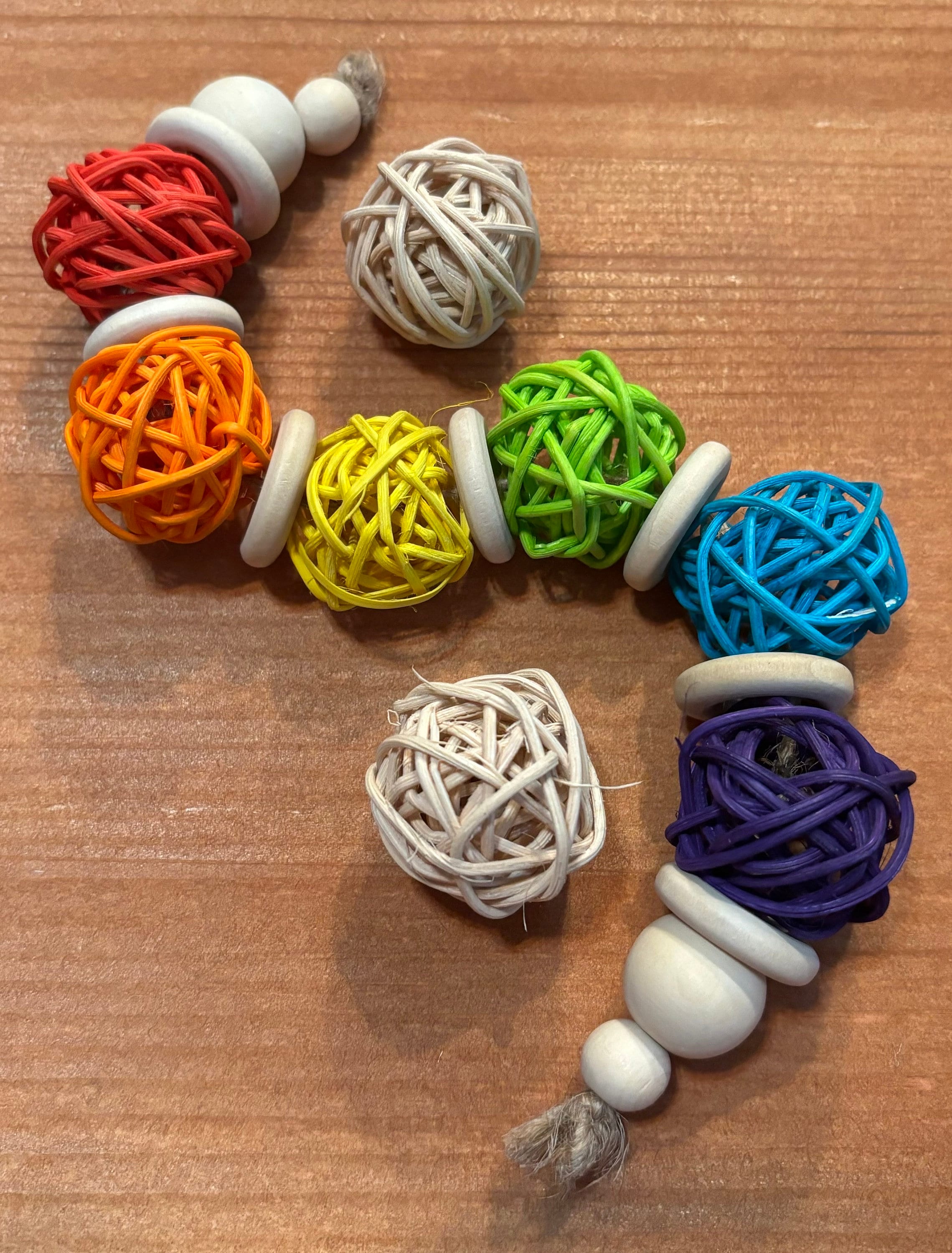 The Rainbow Rattan Toss Trio All Natural Handmade Chew Toys for Rabbits ...