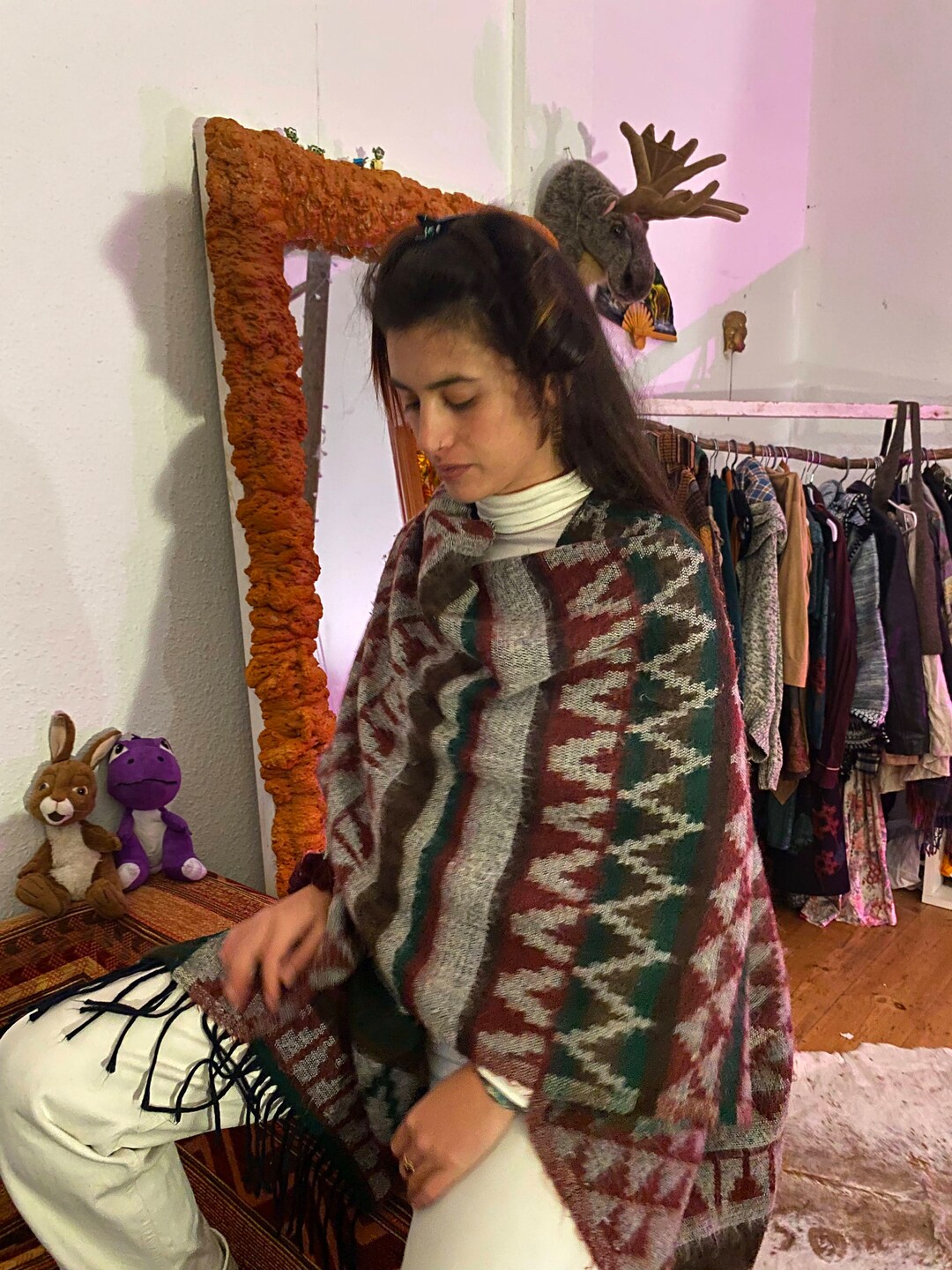 Mexican Soft Poncho From Real De Catorce Peyote Potosí - Etsy