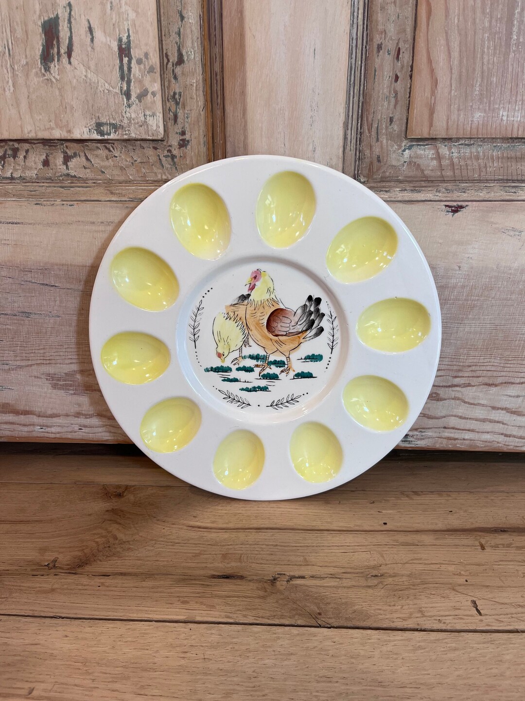 Deviled Egg Plate Vintage Hand Painted Viking Importrade Japan Vintage ...