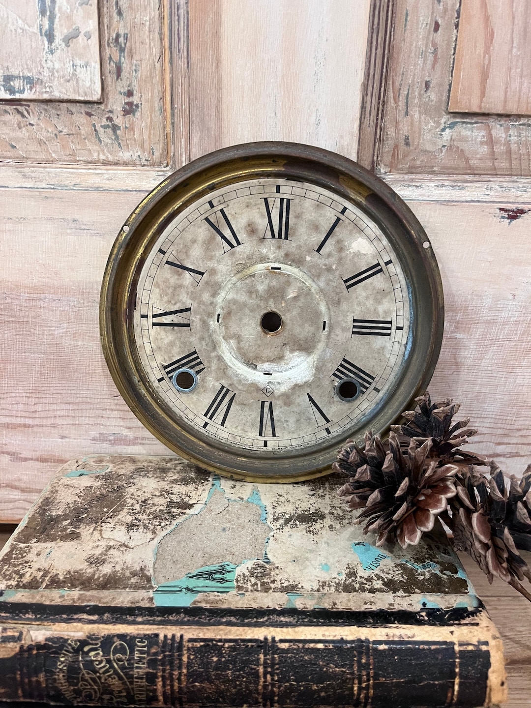 Clock Face Salvaged Gilbert Clock Co. Vintage Farmhouse Decor 6.3125 ...