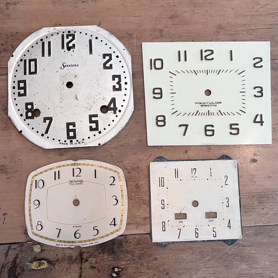 4 Clock Faces Salvaged Vintage Clock Dials Lot - Etsy