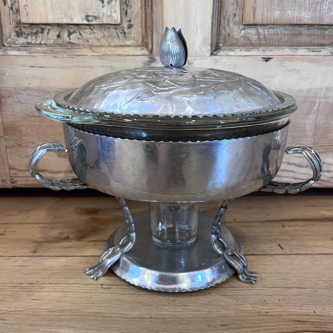 Lidded Chafing Dish Vintage Aluminum Tulip Design Fire King 2 Qt. - Etsy