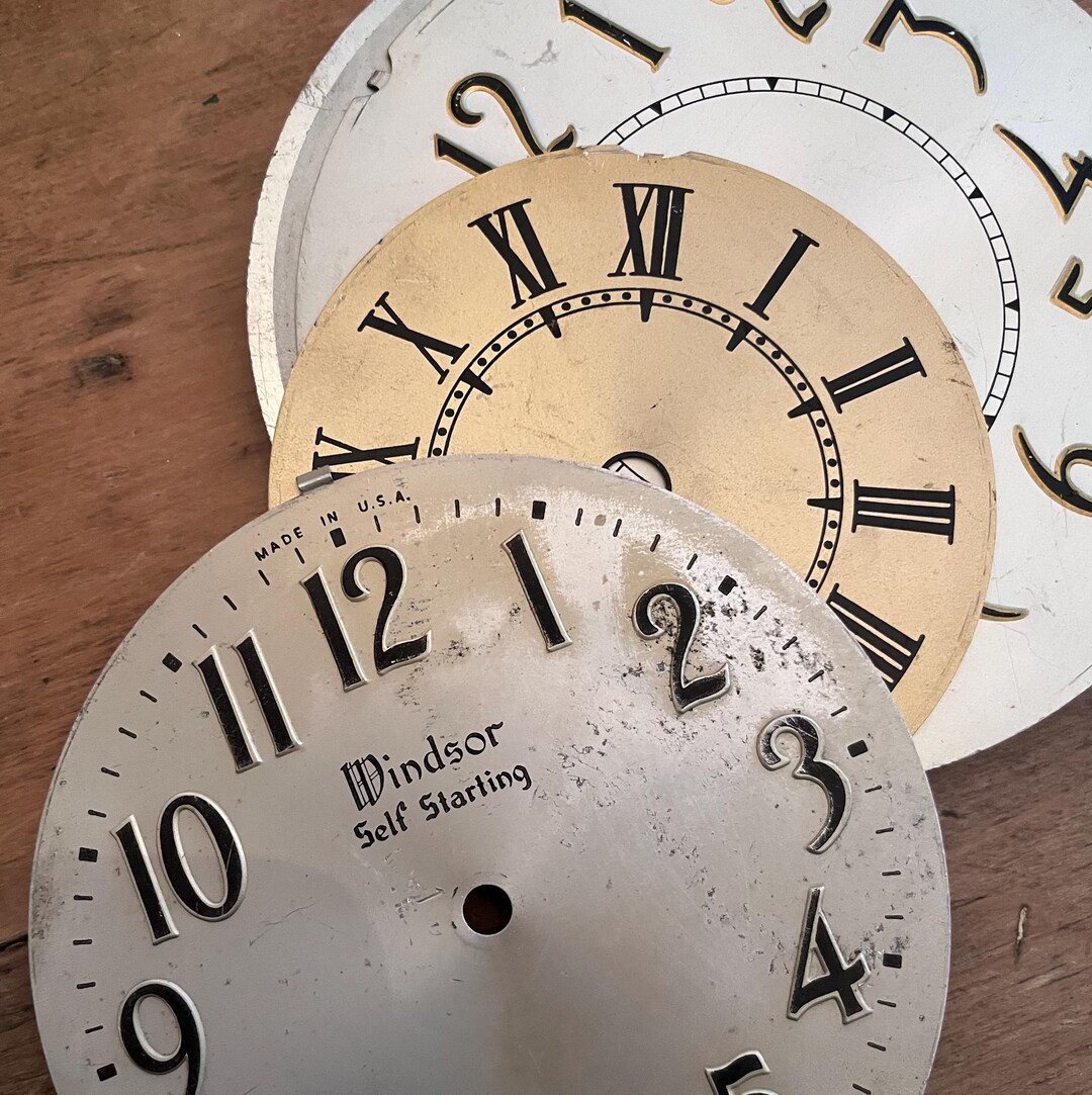4 Metal Clock Faces Salvaged Vintage Clock Dials Lot - Etsy