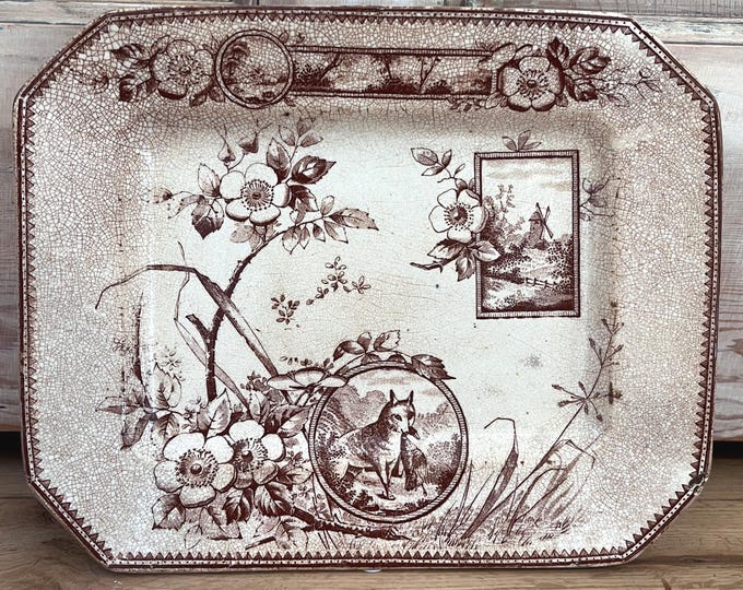 Antique Plate Staining Crazing Chippy Transferware Platter - Etsy