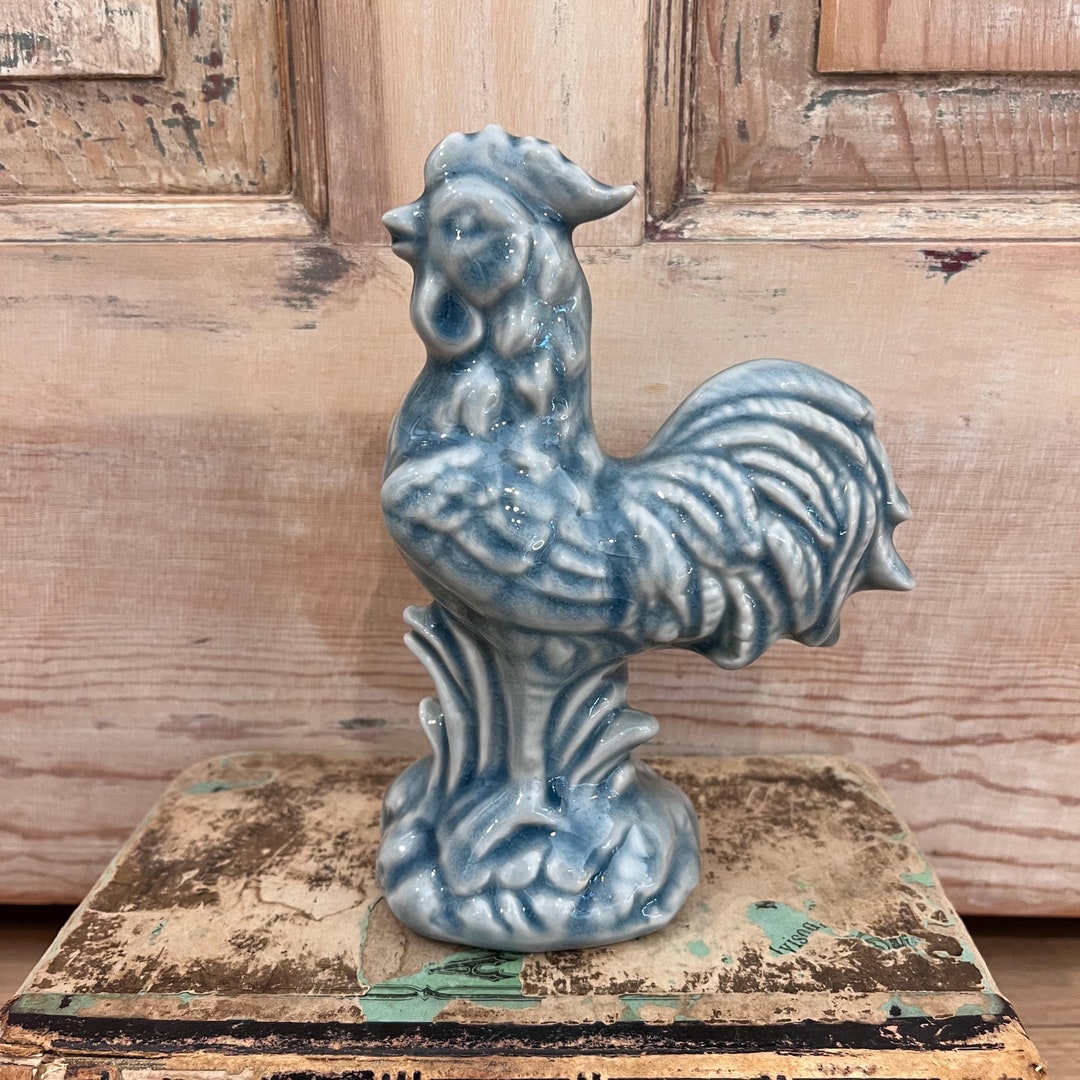 Blue Stoneware Rooster 6 Farmhouse Decor - Etsy