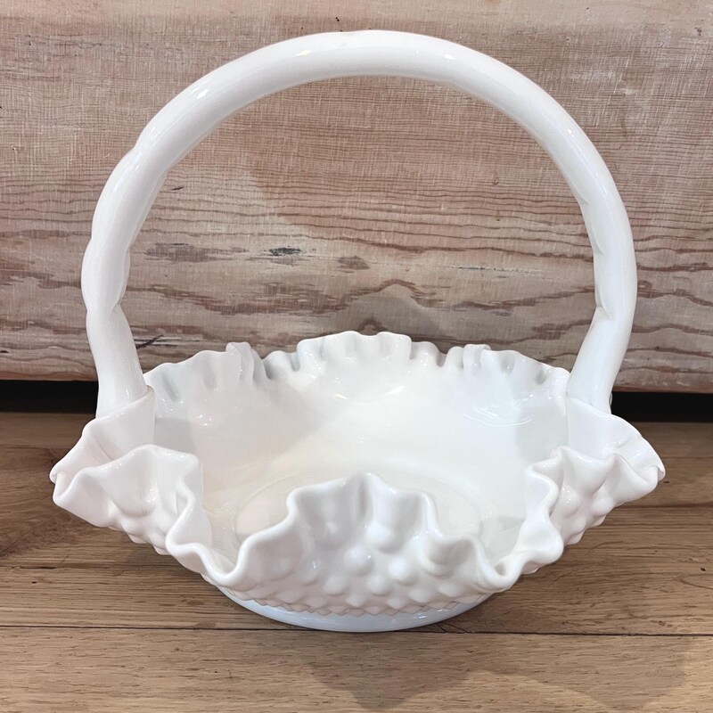 Milk Glass Basket - Etsy