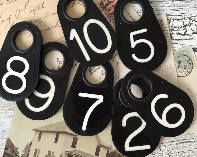 Vintage Livestock Tag Cow Tag Black Number Plastic Ear Neck Tag Number ...