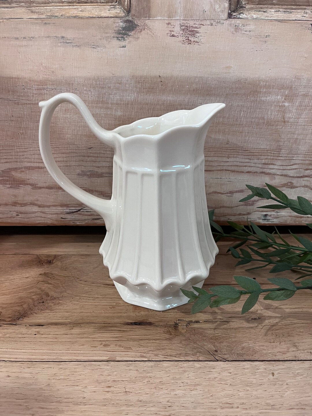 16-sided Milk Pitcher Godinger Off-white Country Cottage Decor - Etsy