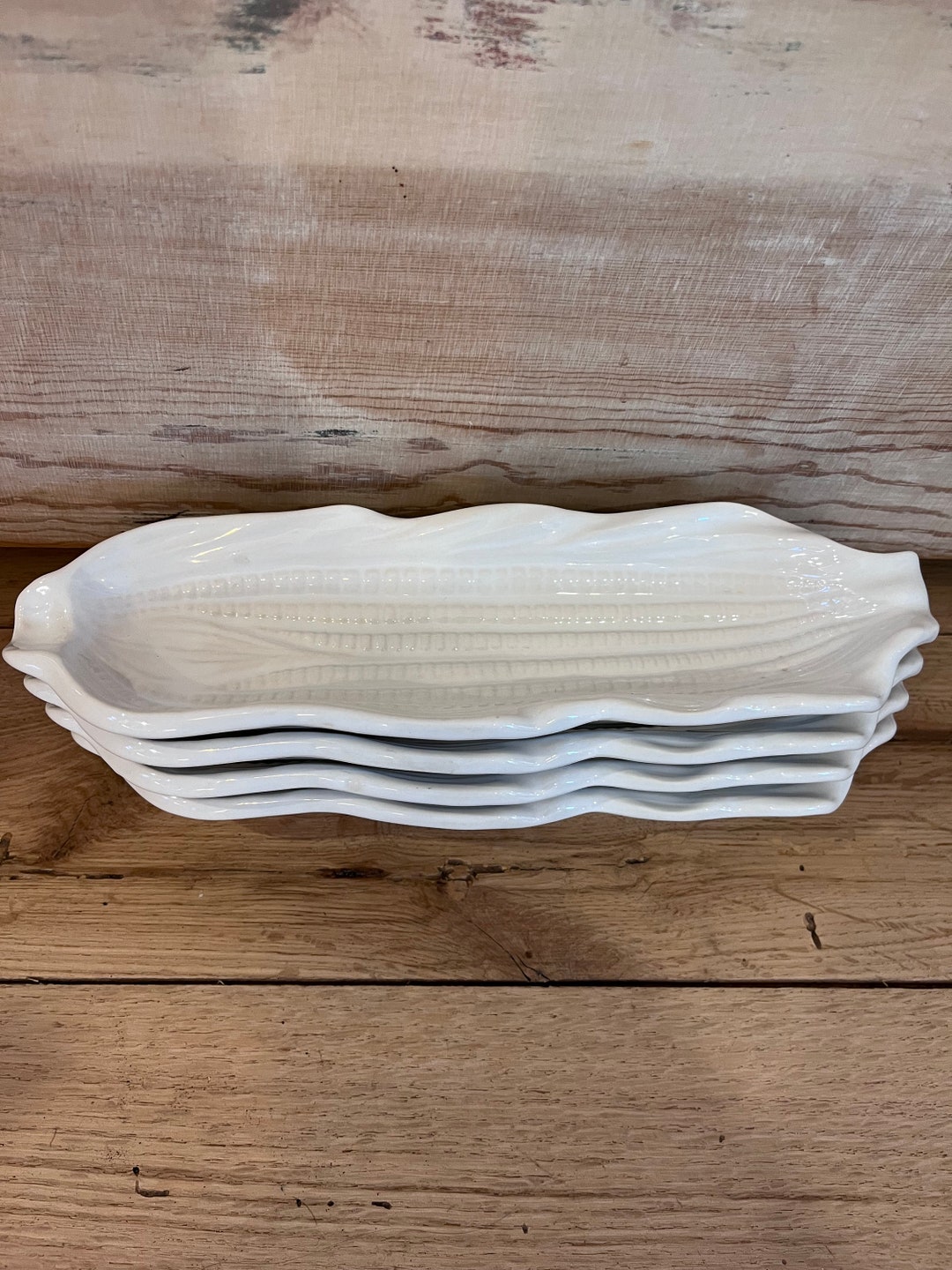4 White Stoneware Corn Dishes Vintage Farmhouse Kitchen - Etsy