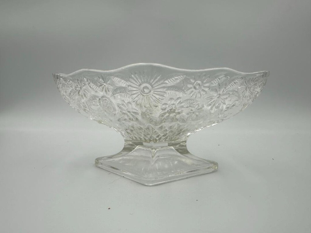 Antique EAPG Compote | Sunburst Aster Pattern | 1900s Pressed Glass ...