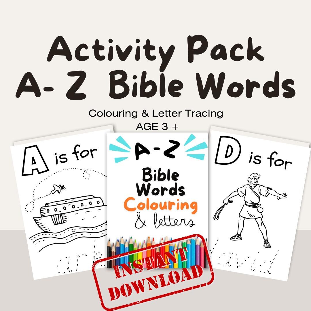 JW Bible Words A-Z Activity Book for Age 3+ | 18 Printable Colouring ...