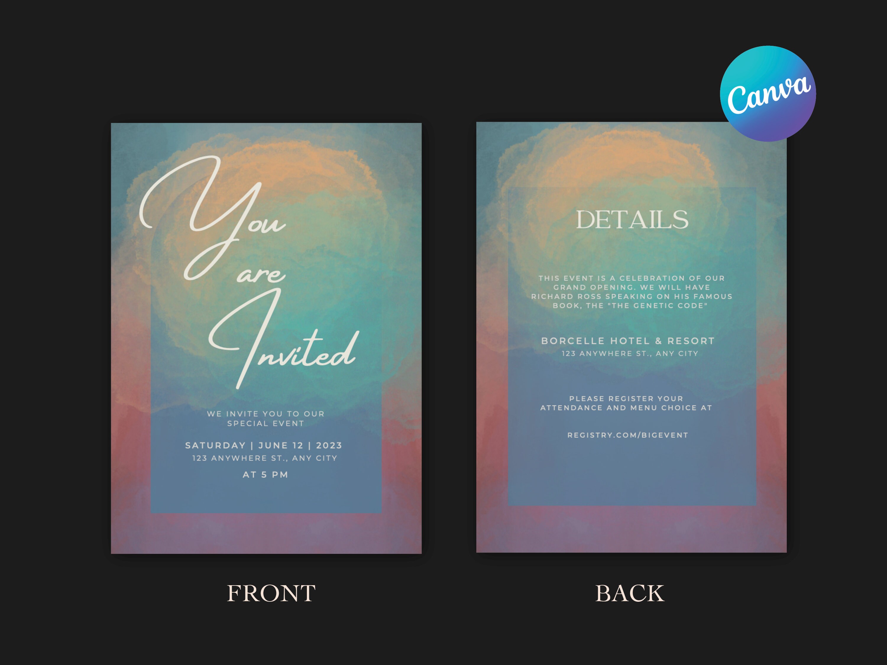 Fully Editable Watercolor Invitation, Spiritual, Meditation - Etsy