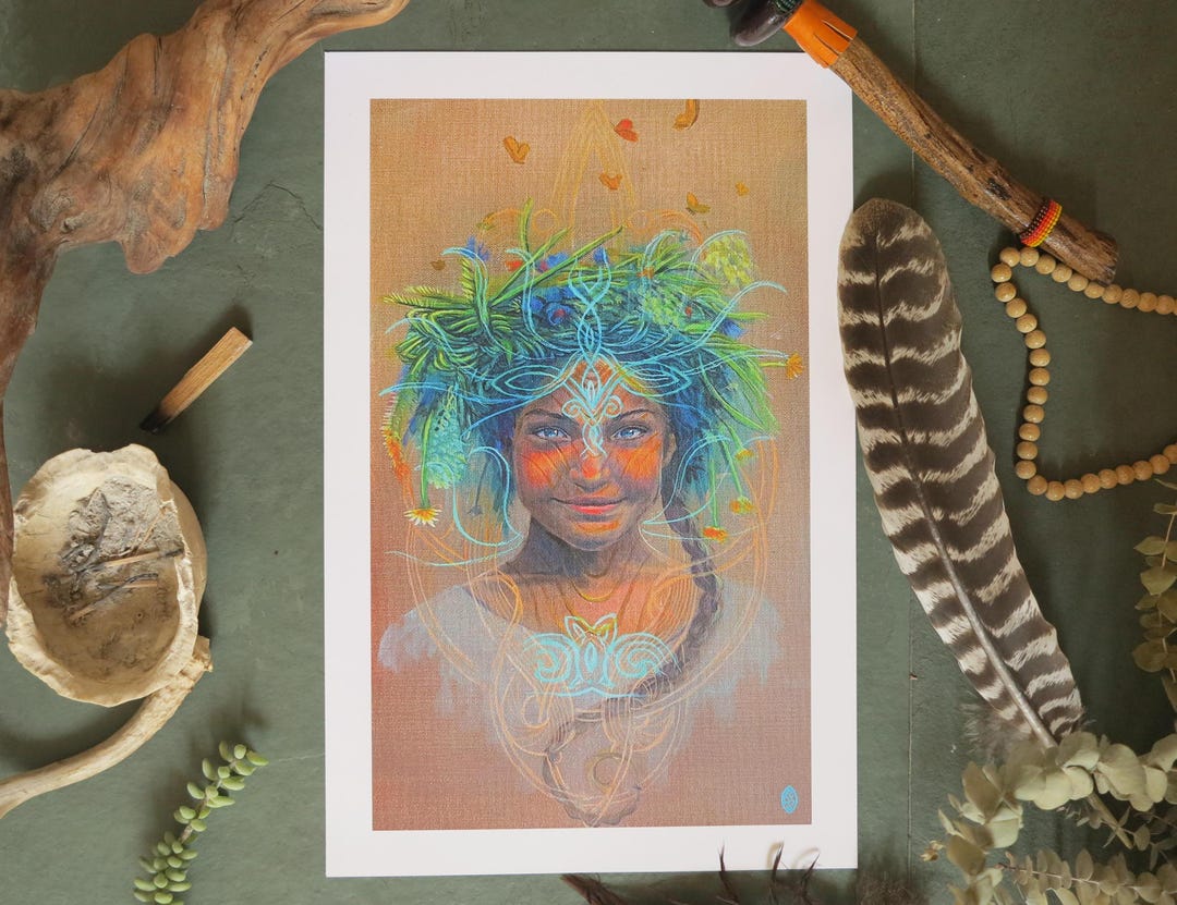 Psychedelic Sacred Girl Scandinavian Art Print - Etsy