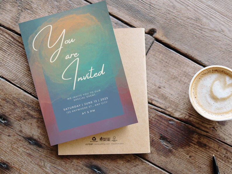 Fully Editable Watercolor Invitation, Spiritual, Meditation - Etsy