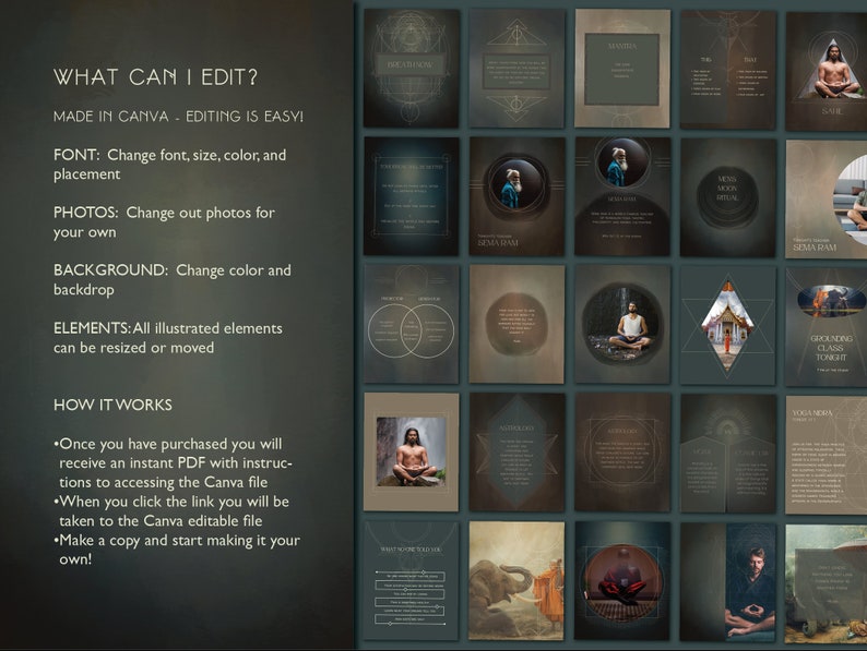 Earthy Sacred Geometry Spiritual Instagram Templates, Unisex, Masculine ...