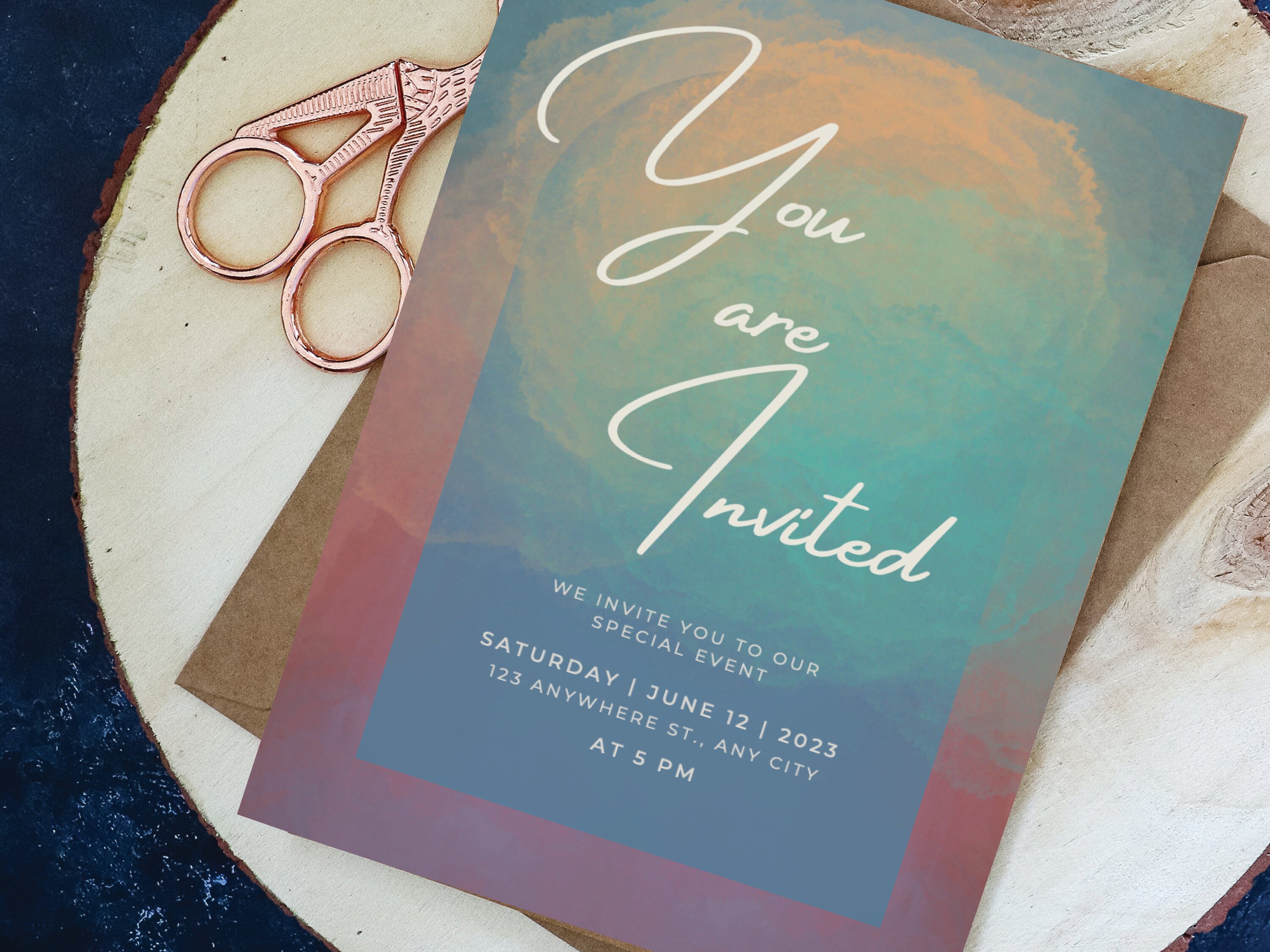 Fully Editable Watercolor Invitation, Spiritual, Meditation - Etsy