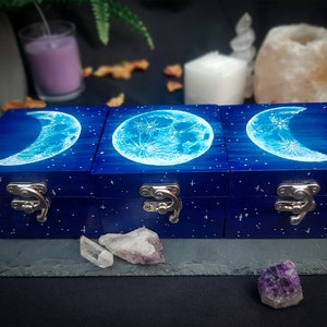 Triple Moon Crystal Storage Box Set | Hand Painted Wicca Witch, Space ...