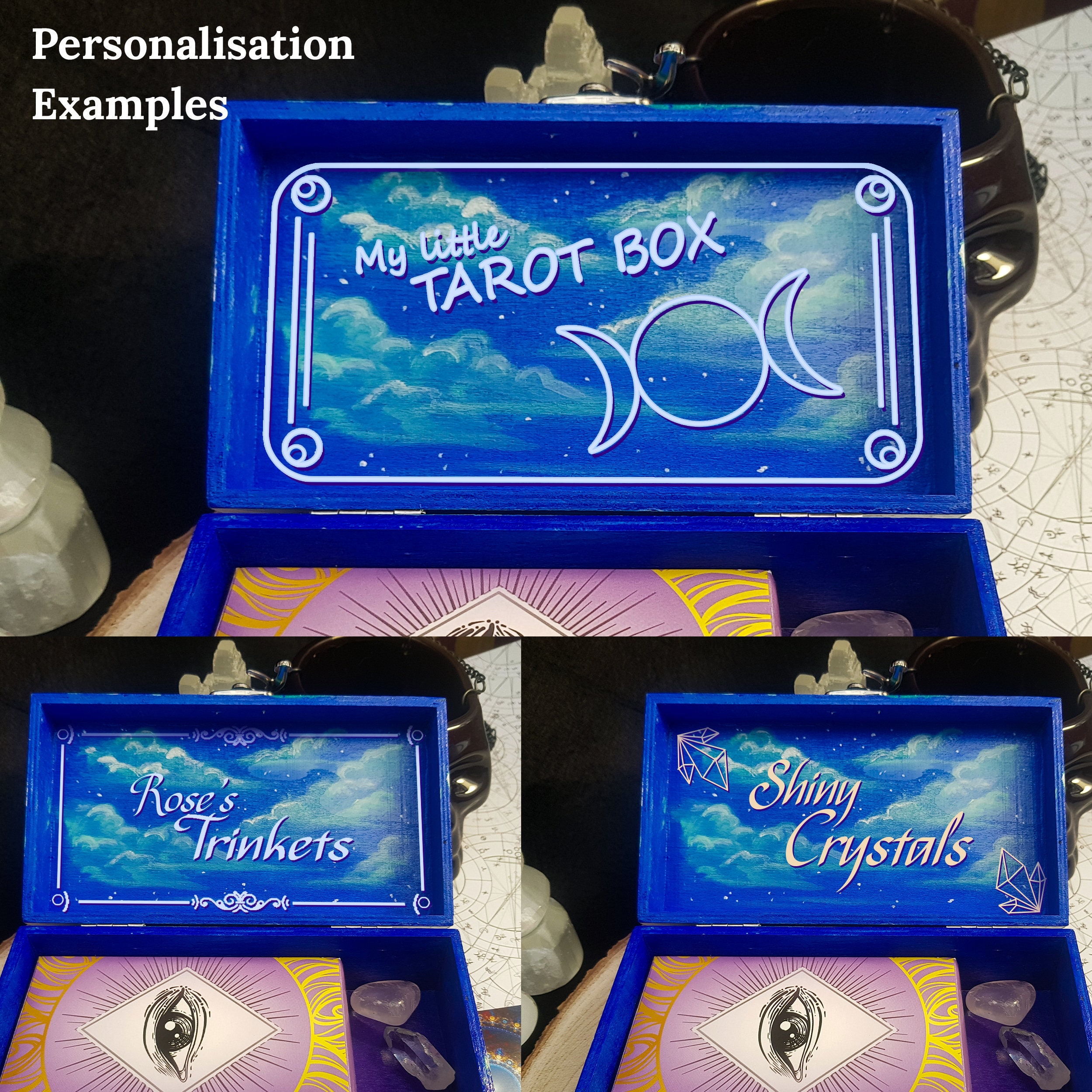 Full Moon Crystal & Tarot Storage Box Hand Painted Wicca - Etsy