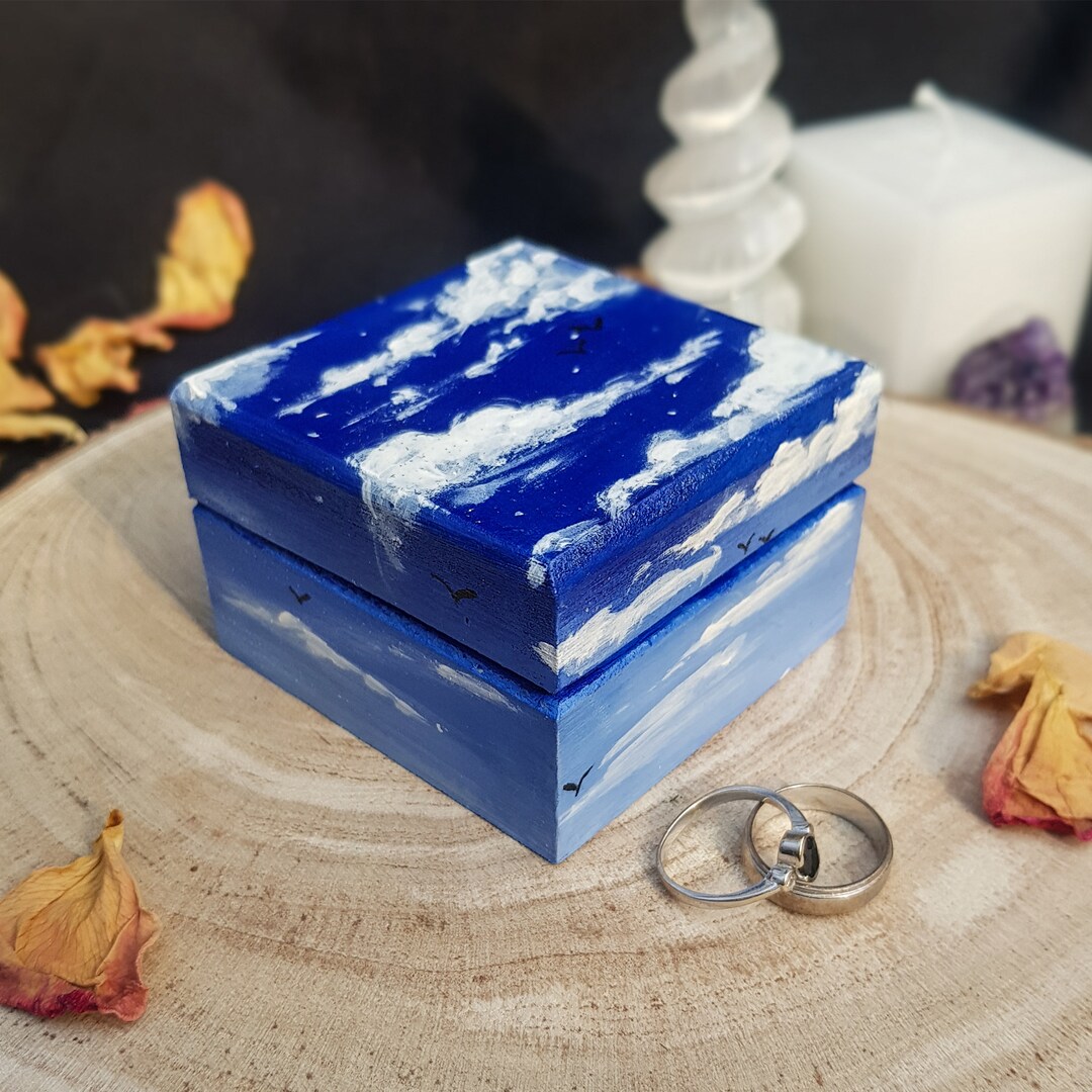 Blue Sky Ring Box | Proposal Wedding Ceremony Wooden Box, Custom ...