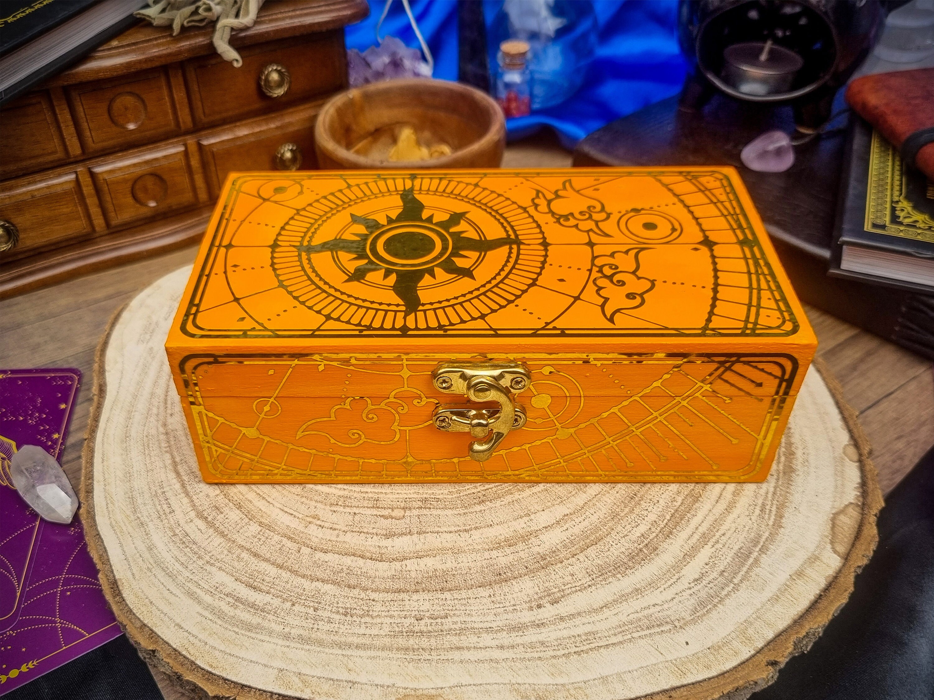 Glowing Sun Personalised Jewellery Box Crystals and Tarot Storage ...