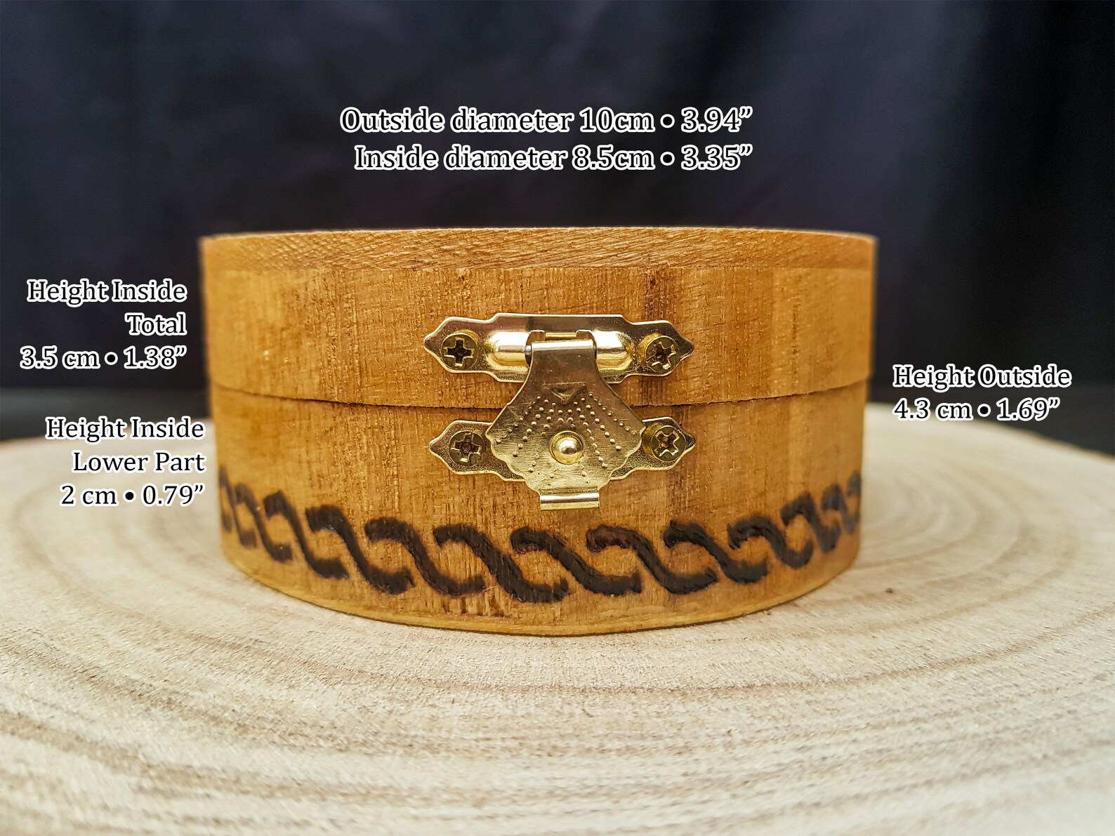 Vegvisir Viking Box - Hand Burnt Round Celtic Box, Wooden Dnd Dice ...