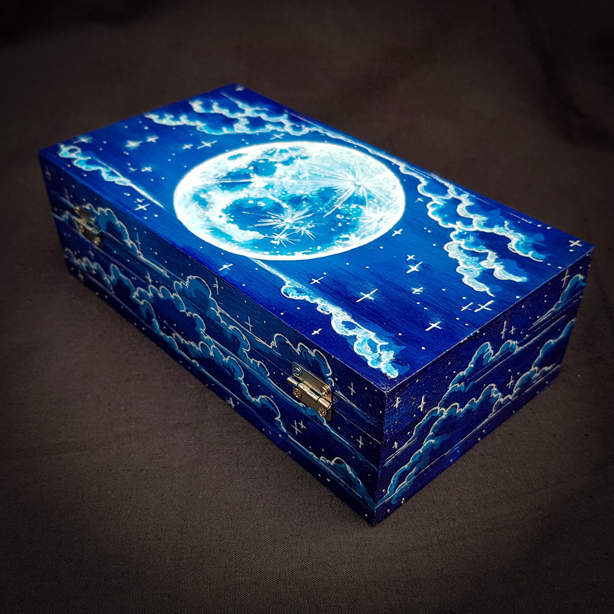 Full Moon Crystal & Tarot Storage Box Hand Painted Wicca - Etsy