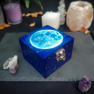 Triple Moon Crystal Storage Box Set | Hand Painted Wicca Witch, Space ...