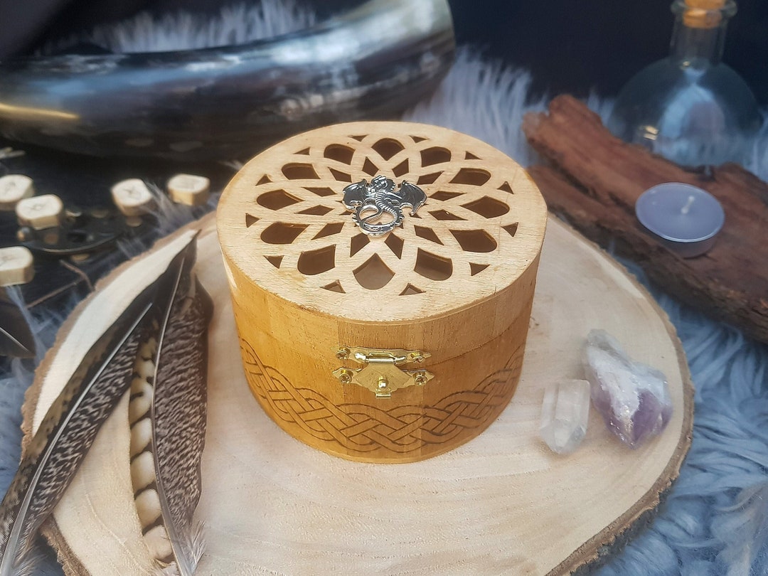 Viking Jewellery Box With Dragon Charm | Small Fantasy Storage Box for ...