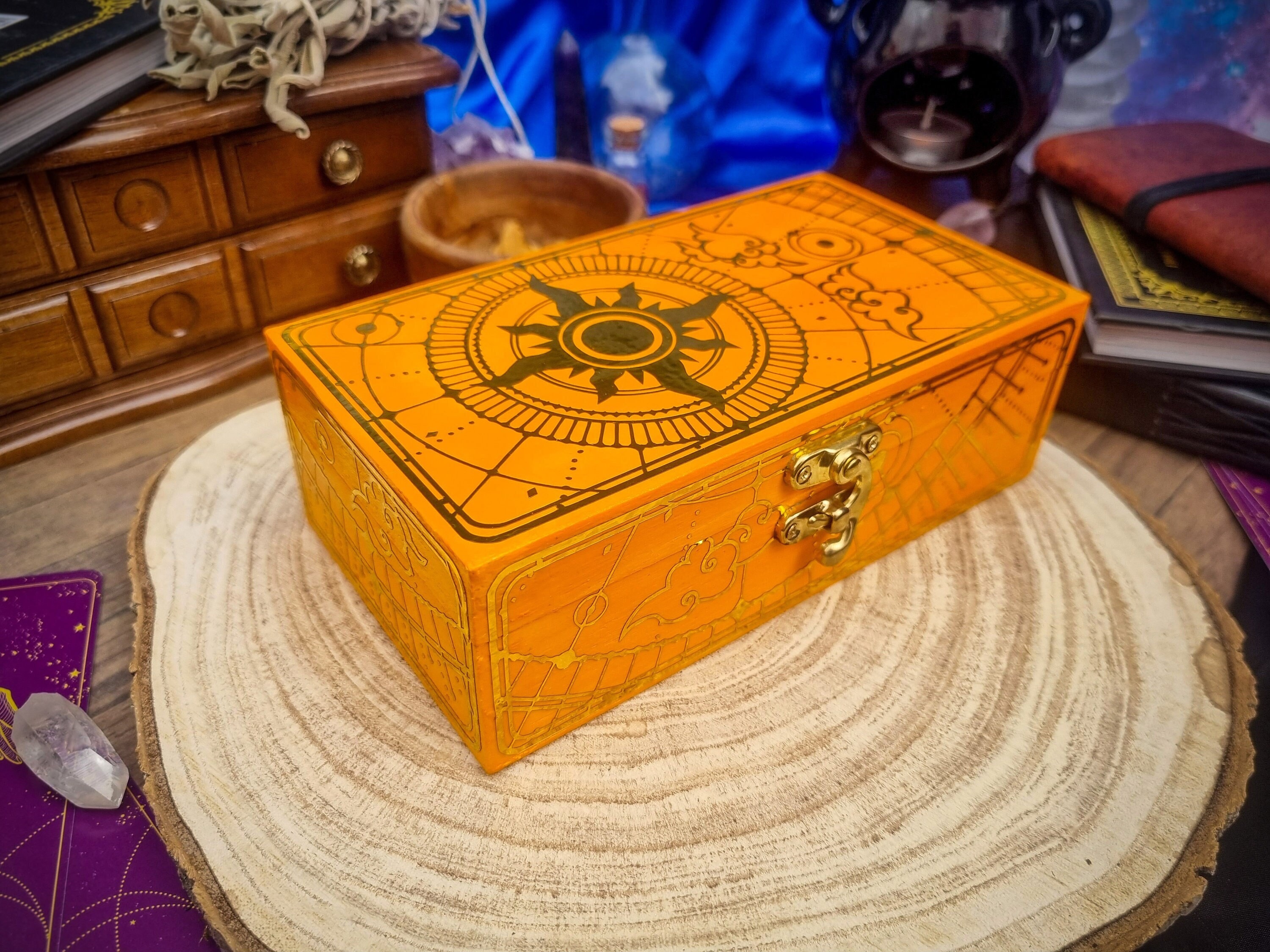 Glowing Sun Personalised Jewellery Box Crystals and Tarot Storage ...