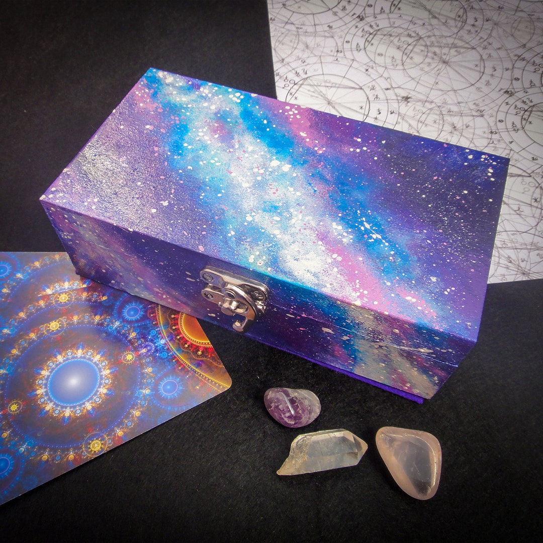 Milky Way Tarot & Crystal Storage Box | Wicca Witch Chest, Galaxy Space ...