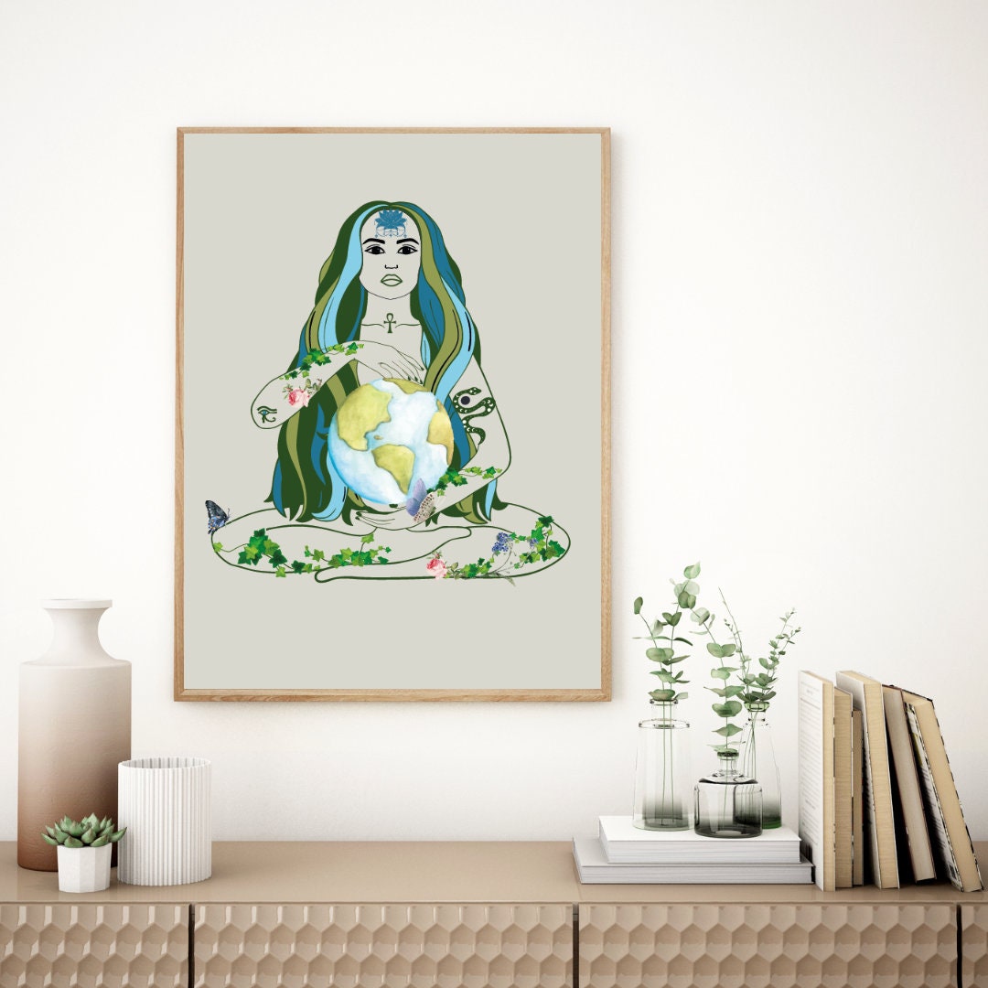 Mother Earth Goddess Wall Art Print Gaia Wall Decor for Altars ...