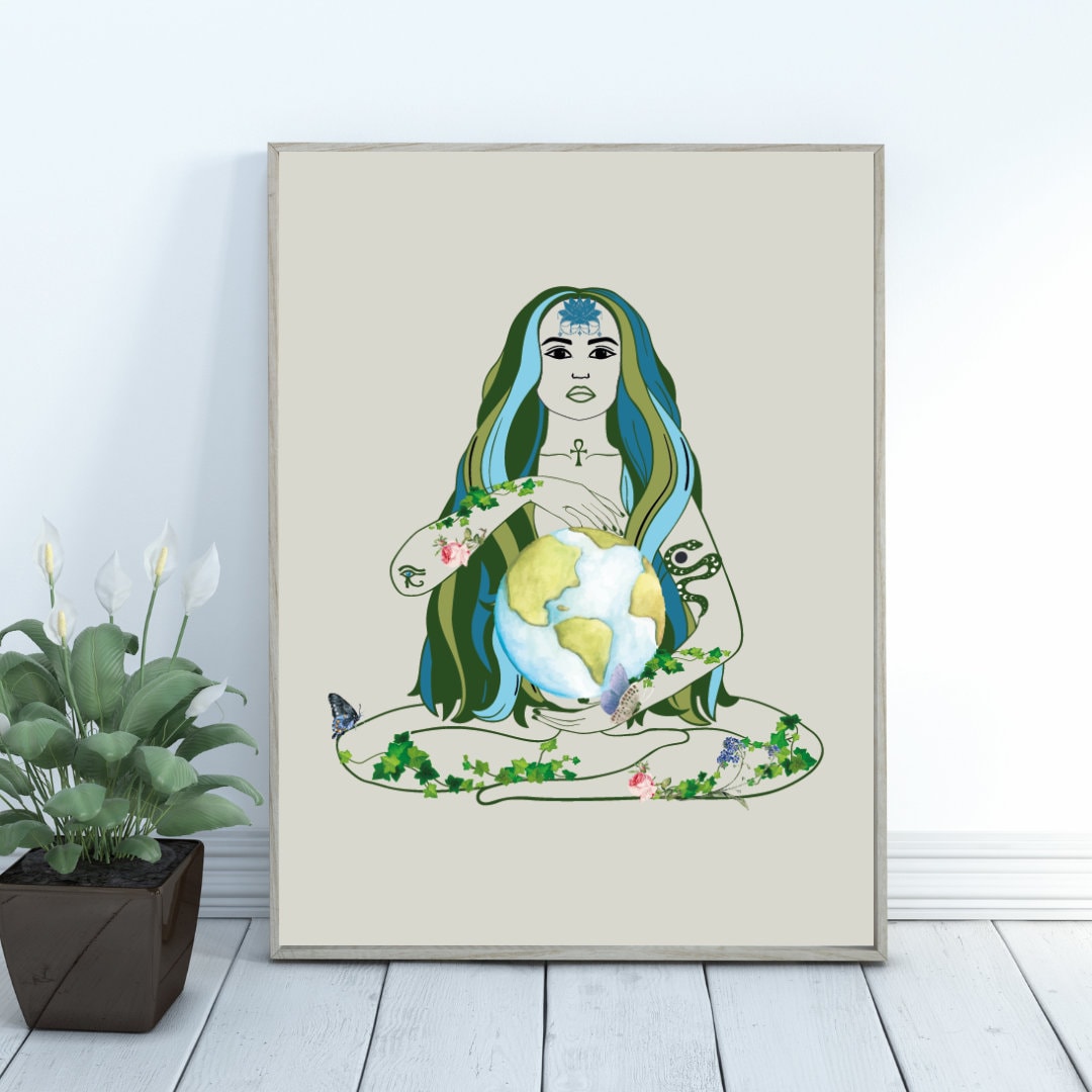 Mother Earth Goddess Wall Art Print Gaia Wall Decor for Altars ...