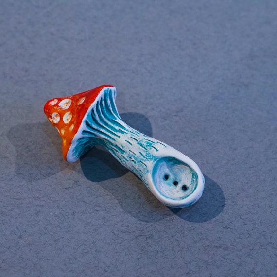 Handmade Ceramic Magic Mushroom Mini Pipe Amanita Unique Clay | Etsy
