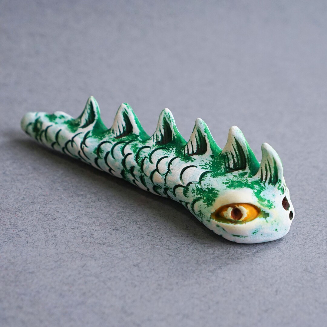 Handmade Ceramic Green Dragon Pipe Unique Clay Smoking Cute Pipe One ...