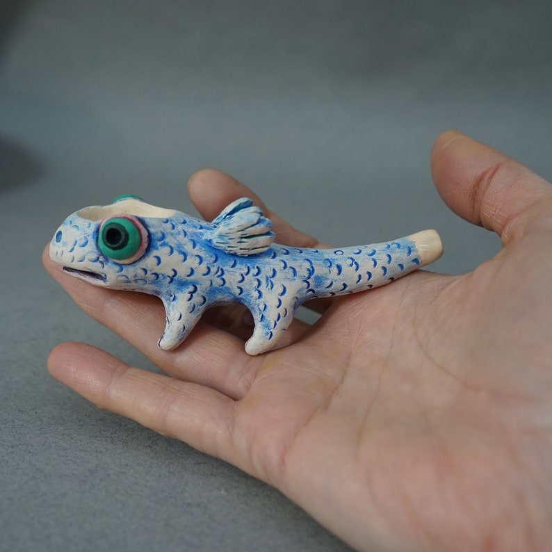 Ceramic Blue Lizard Pipe Unique Clay Cute Gecko Smoking Pipe | Etsy