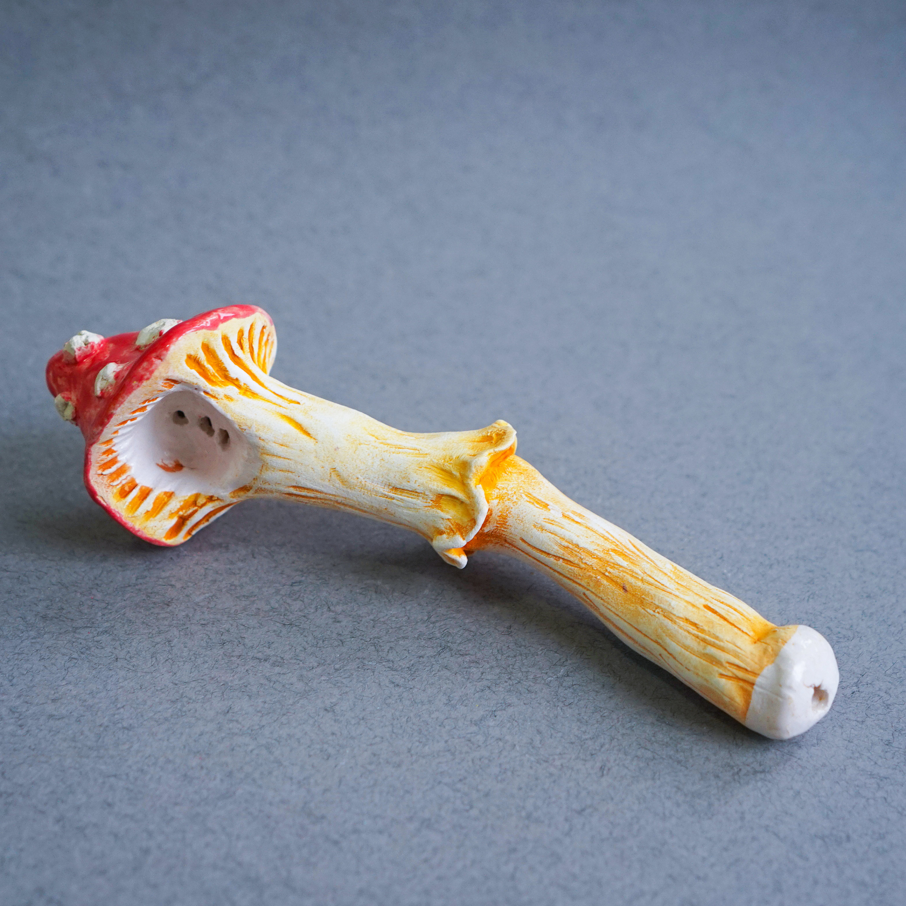 Handmade Ceramic Magic Mushroom Pipe Amanita Unique Clay Smoking Cute ...