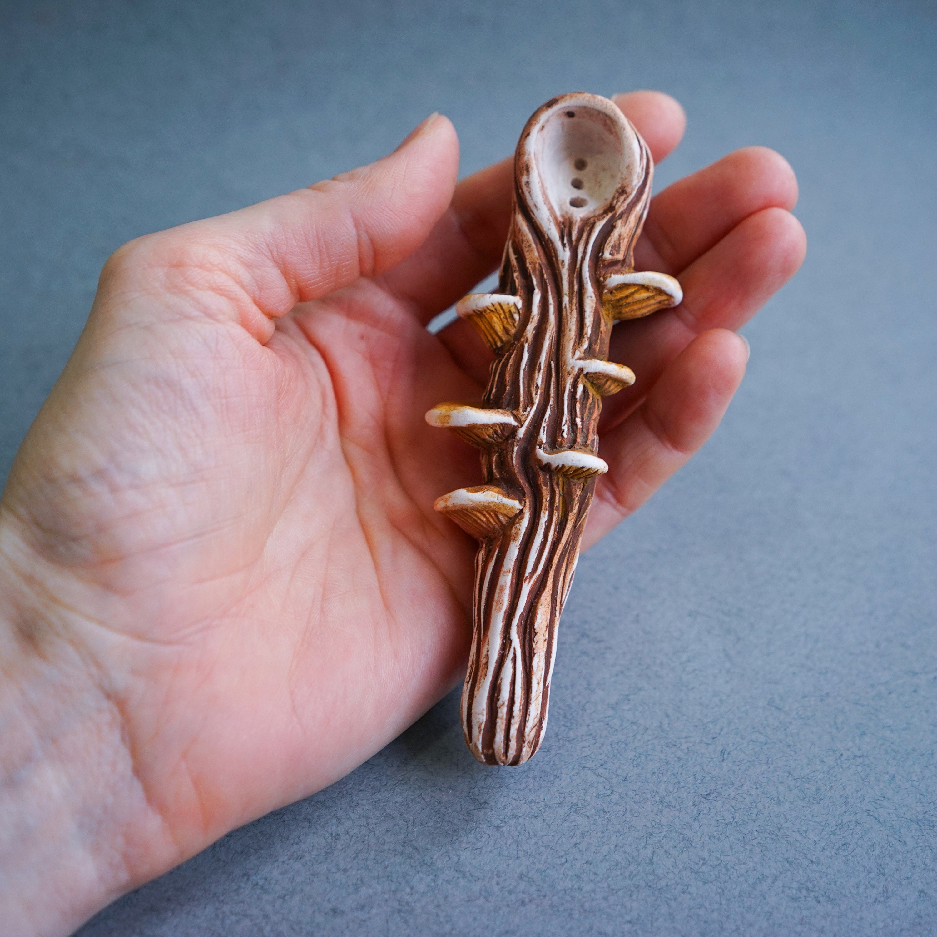 Handmade Art Ceramic Fantasy Magic Mushroom Pipe Unique Clay Smoking ...