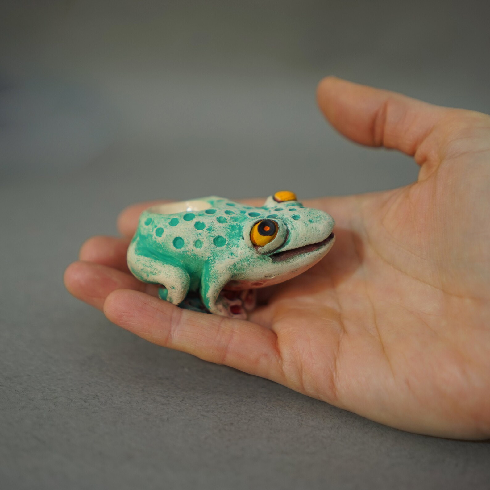 Ceramic Green Frog Pipe Unique Clay Cute Frog Smoking Pipe One | Etsy