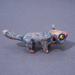 Handmade Art Ceramic Blue Cat Pipe Unique Clay Smoking Cute Pipe One ...