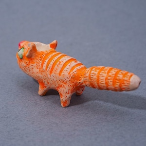 Handmade Art Ceramic Red Cat Pipe/ Unique Clay Smoking Pipe/ Cute Pipe ...
