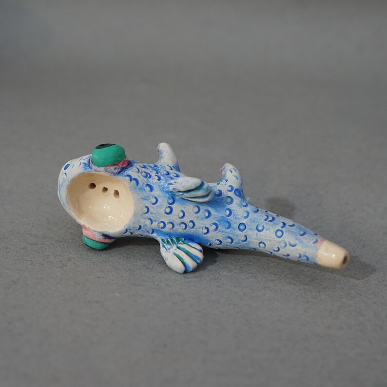 Ceramic Blue Lizard Pipe Unique Clay Cute Gecko Smoking Pipe | Etsy