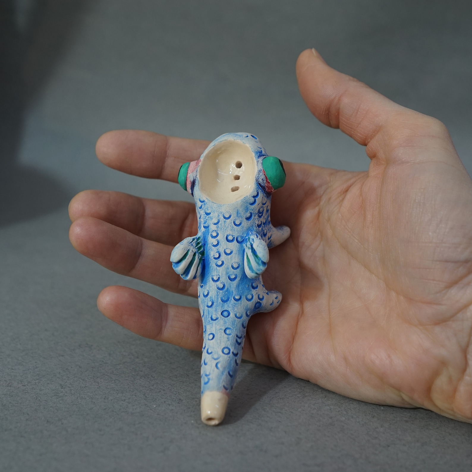 Ceramic Blue Lizard Pipe Unique Clay Cute Gecko Smoking Pipe | Etsy