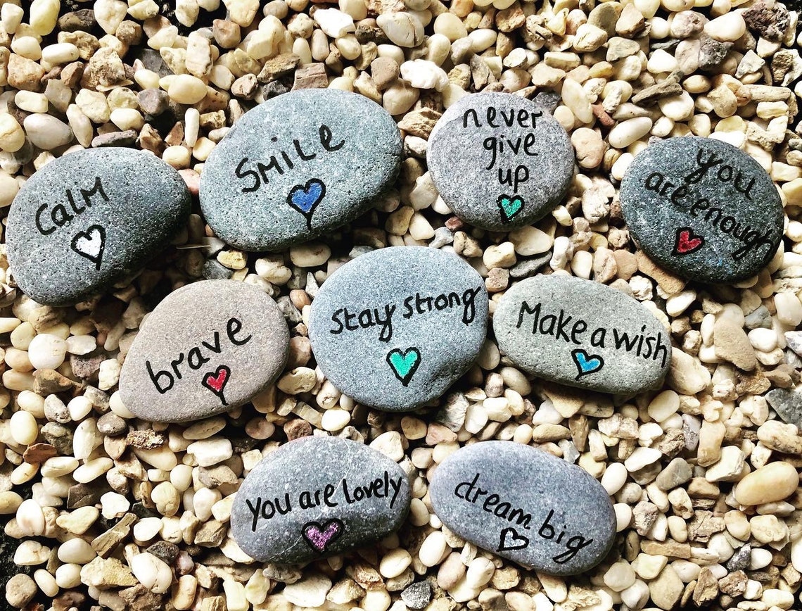 Positivity pebble handmade and personalised with a positive | Etsy