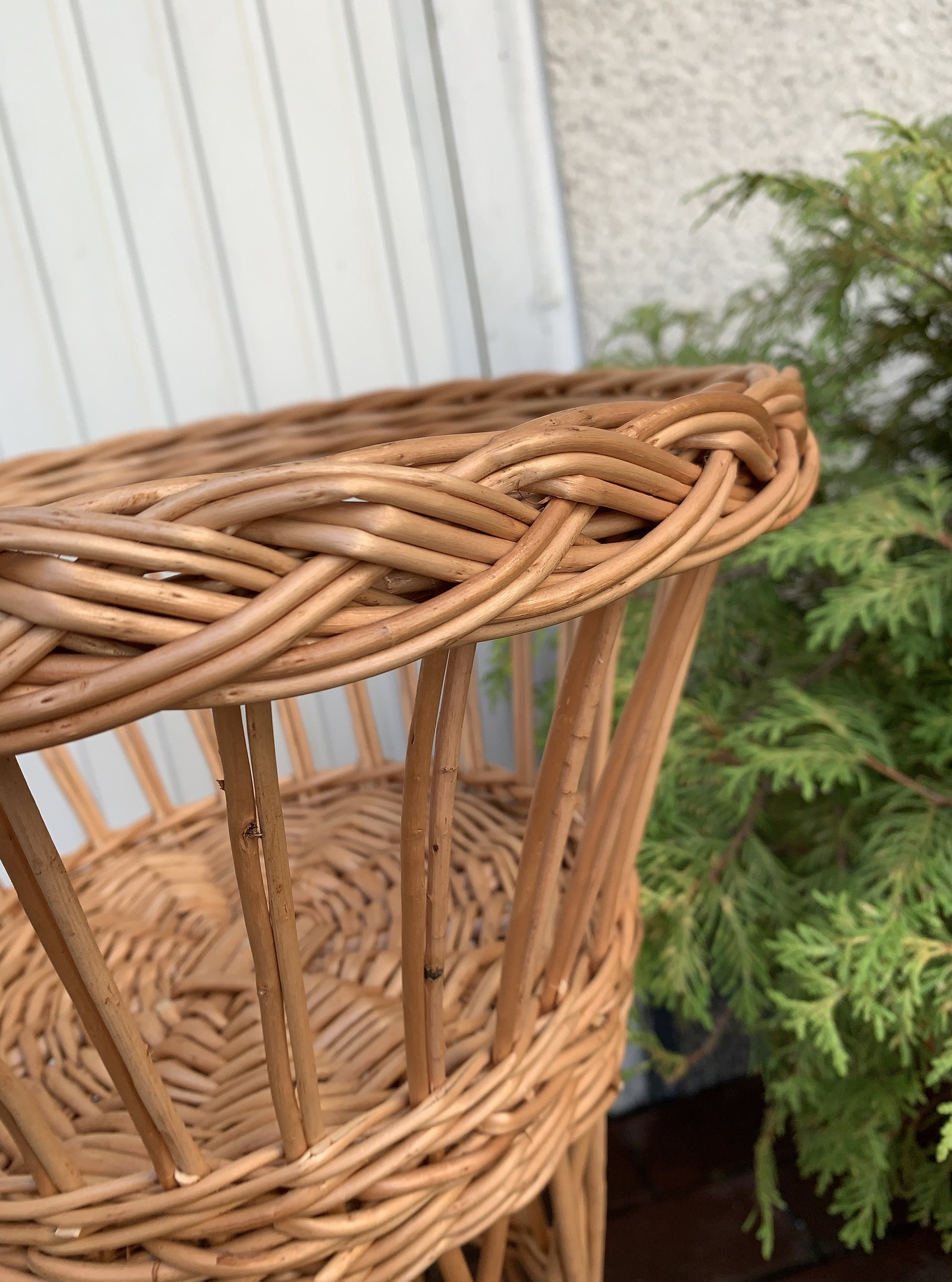 Wooden Plant Stand Rattan Planter Plant Stand Wicker Rustic - Etsy