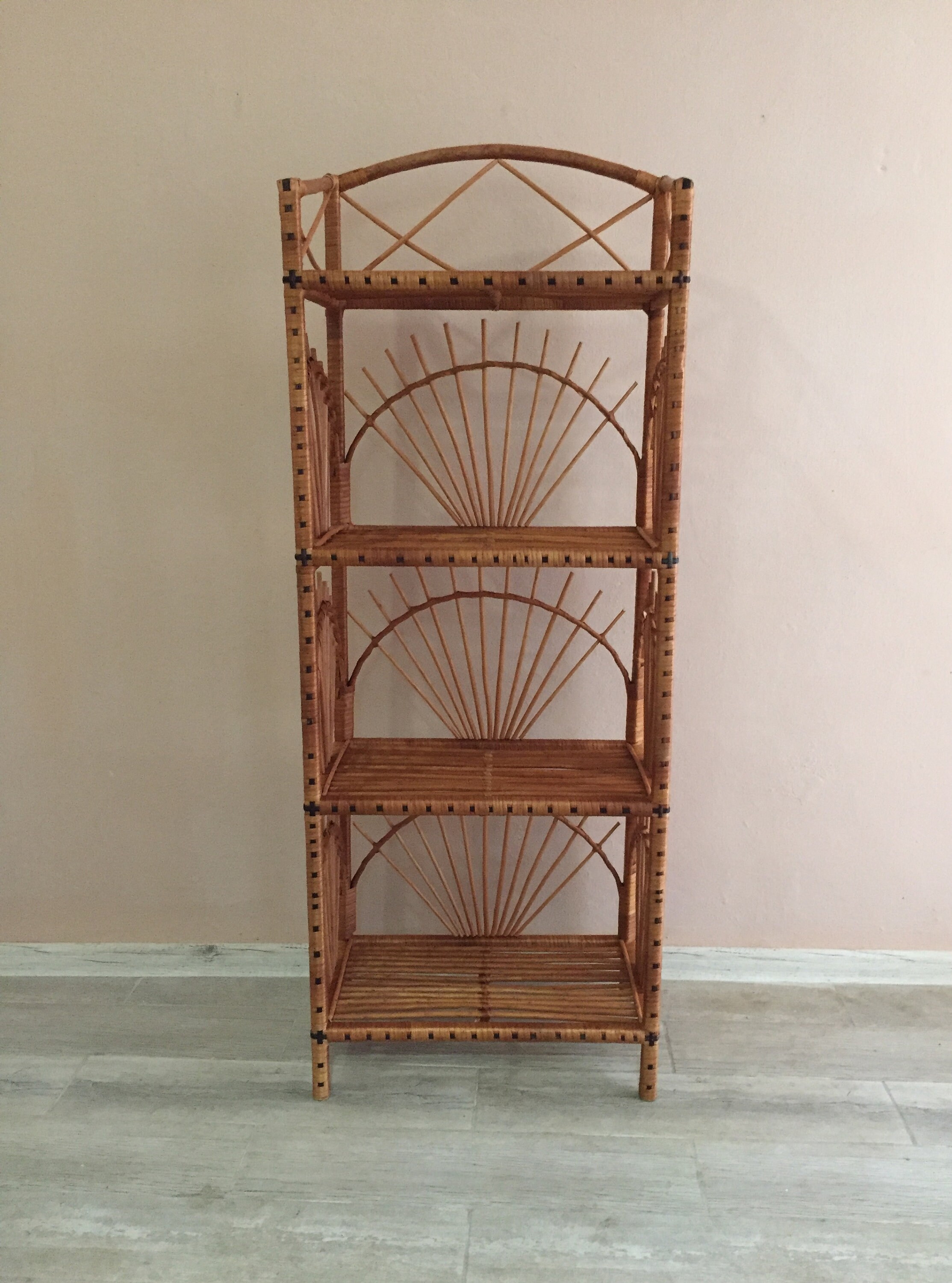 Wicker Shelving Unit Bookcase Shelf Wicker Rattan Shelf | Etsy