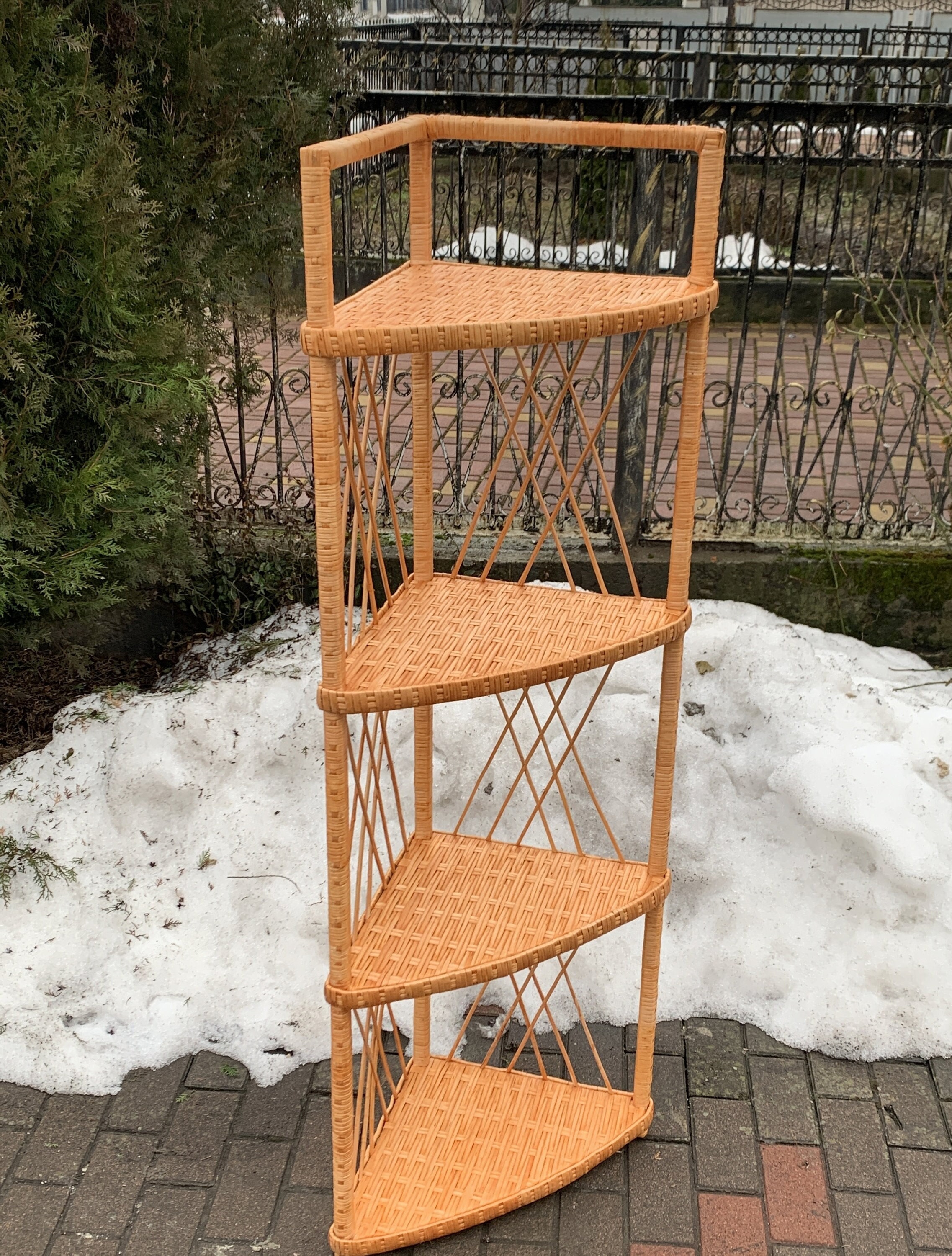 Corner Shelves Rattan Shelf Corner Wicker Plant Shelf - Etsy