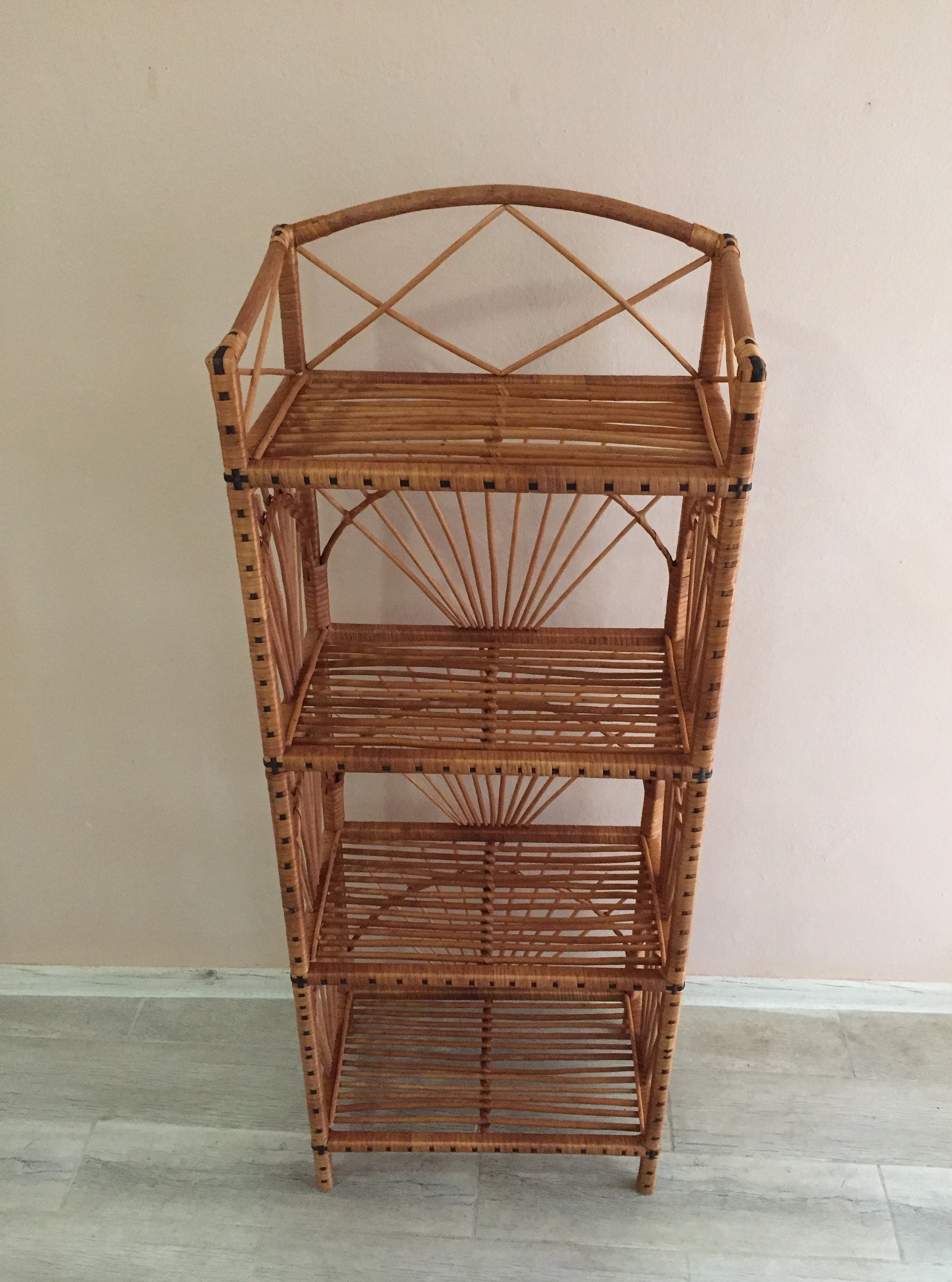 Wicker Shelving Unit Bookcase Shelf Wicker Rattan Shelf | Etsy