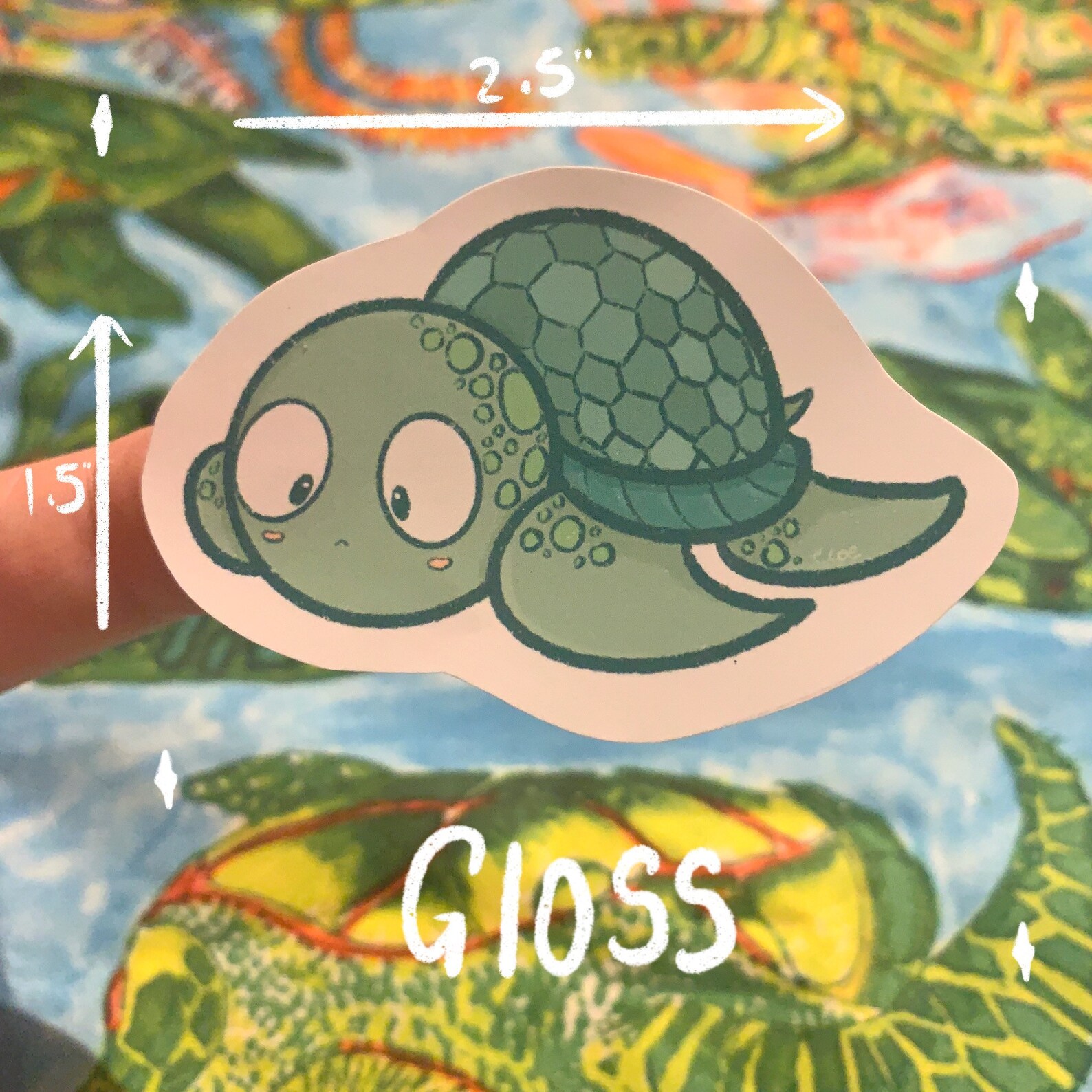 Cute turtle sticker kawaii cute illustrated bullet | Etsy